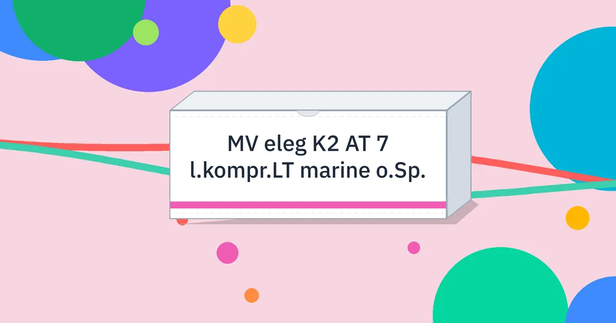 Symbolbild: Packung mit der Aufschrift MV eleg K2 AT 7 l.kompr.LT marine o.Sp. (PZN 15286019) – Verfügbarkeit und Bezug in Apotheken in Frankfurt am Main