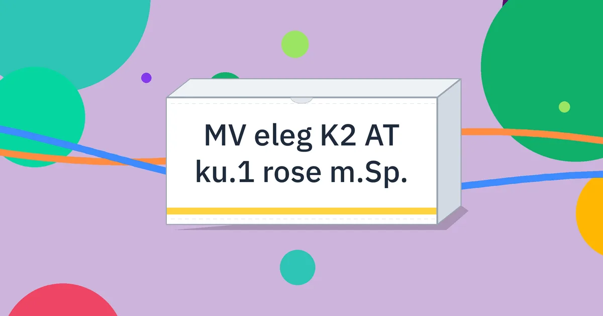 Symbolbild: Packung mit der Aufschrift MV eleg K2 AT ku.1 rose m.Sp. (PZN 15288248) – Verfügbarkeit und Bezug in Apotheken in Frankfurt am Main