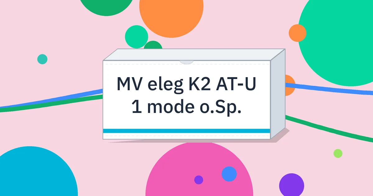 Symbolbild: Packung mit der Aufschrift MV eleg K2 AT-U 1 mode o.Sp. (PZN 04543387) – Verfügbarkeit und Bezug in Apotheken in Frankfurt am Main