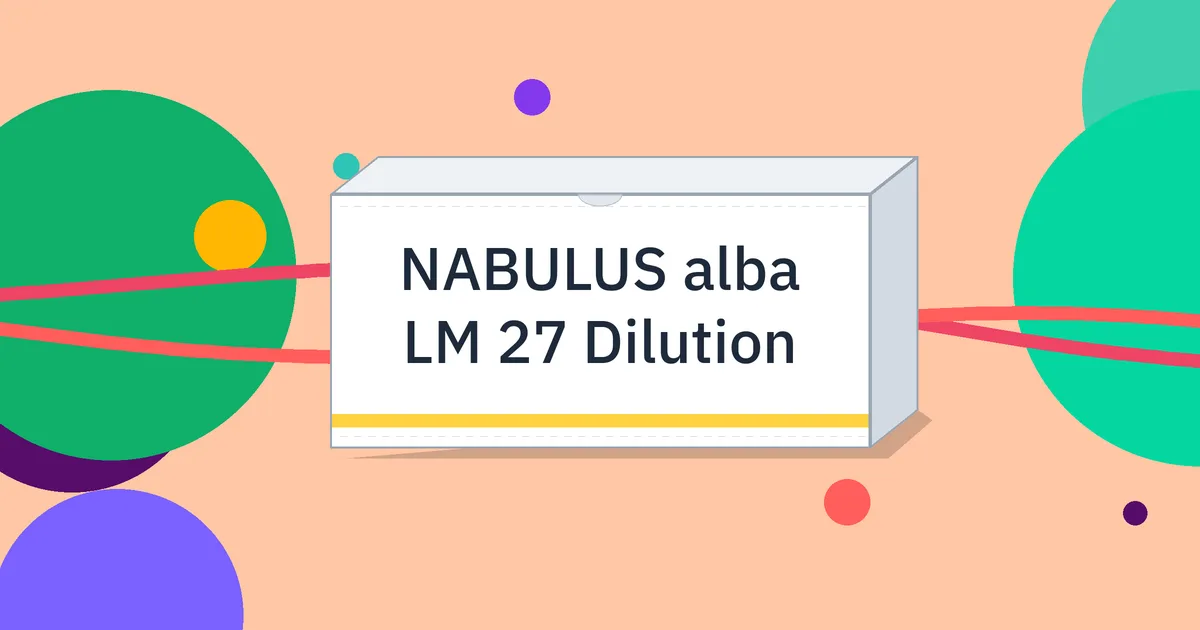 Symbolbild: Packung mit der Aufschrift NABULUS alba LM 27 Dilution (PZN 13615571) – Verfügbarkeit und Bezug in Apotheken in Frankfurt am Main