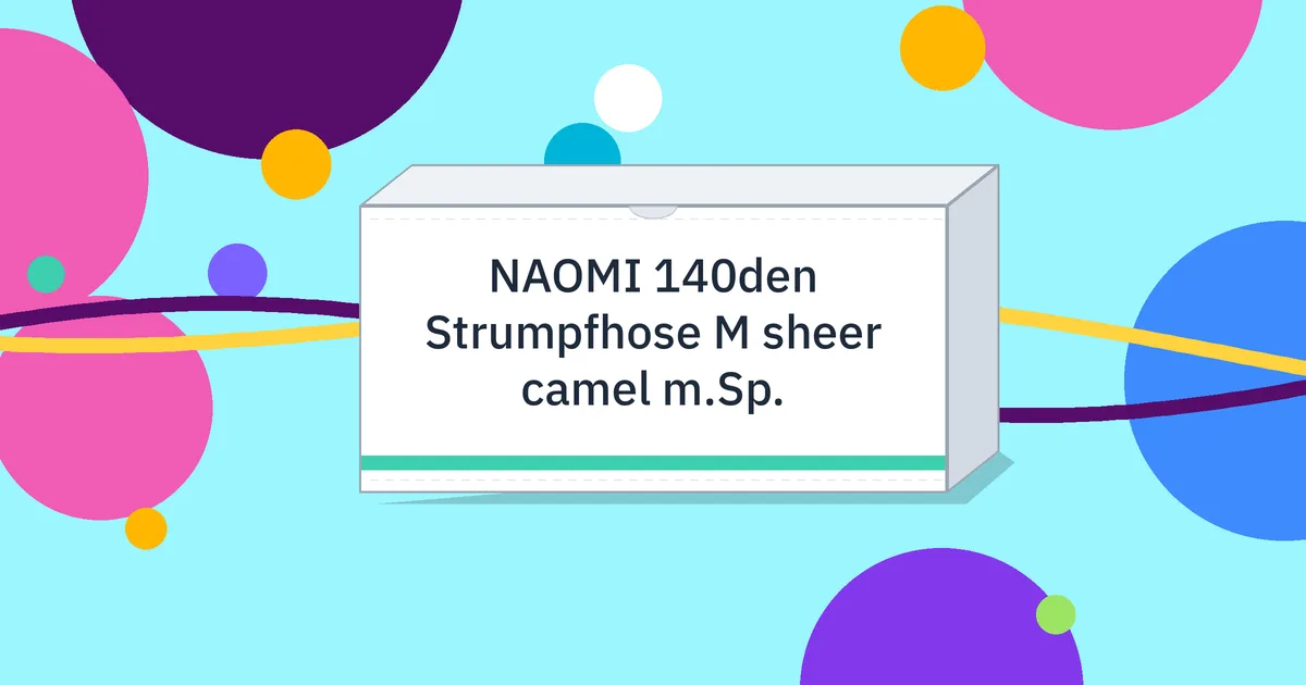 Symbolbild: Packung mit der Aufschrift NAOMI 140den Strumpfhose M sheer camel m.Sp. (PZN 16178125) – Verfügbarkeit und Bezug in Apotheken in Frankfurt am Main