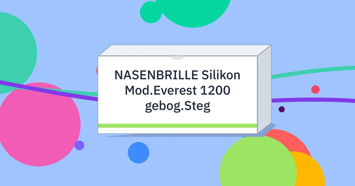 Symbolbild: Packung mit der Aufschrift NASENBRILLE Silikon Mod.Everest 1200 gebog.Steg (PZN 11089411) – Verfügbarkeit und Bezug in Apotheken in Frankfurt am Main