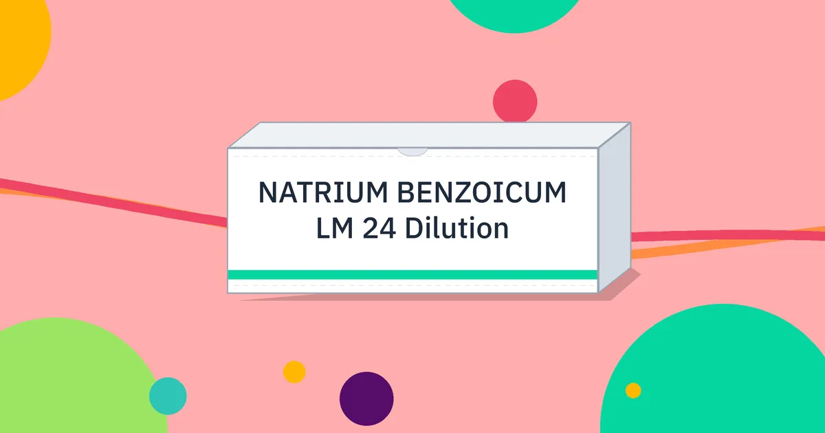 Symbolbild: Packung mit der Aufschrift NATRIUM BENZOICUM LM 24 Dilution (PZN 12959966) – Verfügbarkeit und Bezug in Apotheken in Frankfurt am Main