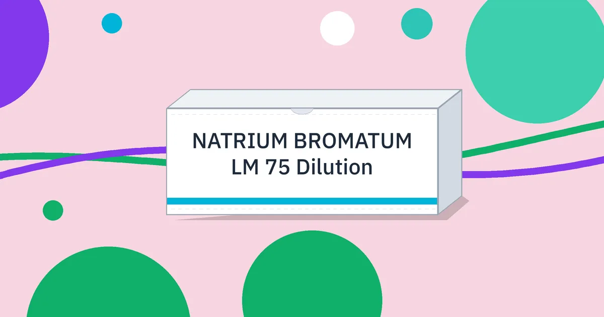 Symbolbild: Packung mit der Aufschrift NATRIUM BROMATUM LM 75 Dilution (PZN 12961489) – Verfügbarkeit und Bezug in Apotheken in Frankfurt am Main