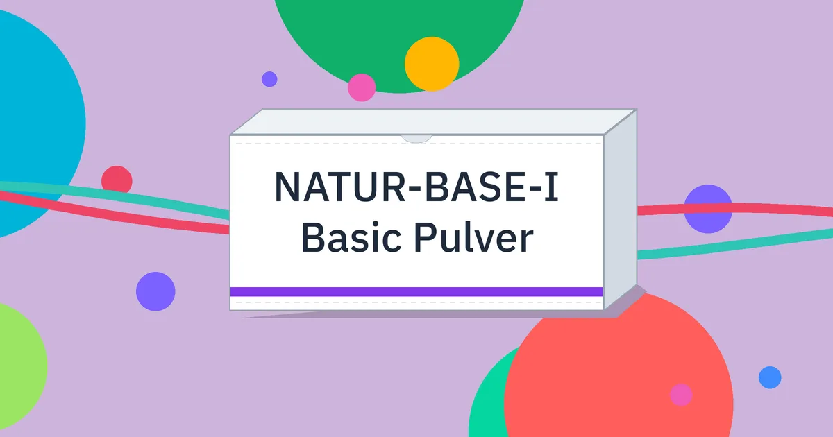Symbolbild: Packung mit der Aufschrift NATUR-BASE-I Basic Pulver (PZN 17574521) – Verfügbarkeit und Bezug in Apotheken in Frankfurt am Main