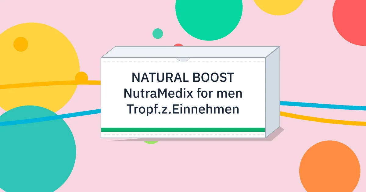 Symbolbild: Packung mit der Aufschrift NATURAL BOOST NutraMedix for men Tropf.z.Einnehmen (PZN 19433210) – Verfügbarkeit und Bezug in Apotheken in Frankfurt am Main