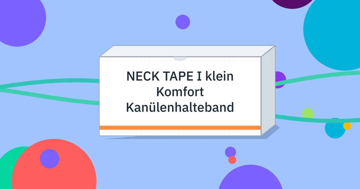 Symbolbild: Packung mit der Aufschrift NECK TAPE I klein Komfort Kanülenhalteband (PZN 03382203) – Verfügbarkeit und Bezug in Apotheken in Frankfurt am Main