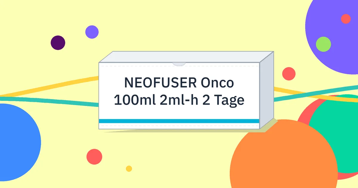 Symbolbild: Packung mit der Aufschrift NEOFUSER Onco 100ml 2ml-h 2 Tage (PZN 16512268) – Verfügbarkeit und Bezug in Apotheken in Frankfurt am Main