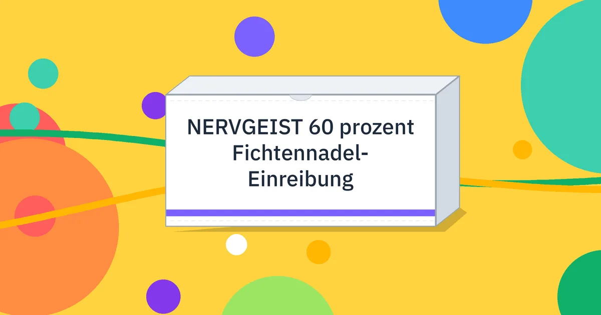 Symbolbild: Packung mit der Aufschrift NERVGEIST 60 prozent Fichtennadel-Einreibung (PZN 16334855) – Verfügbarkeit und Bezug in Apotheken in Frankfurt am Main