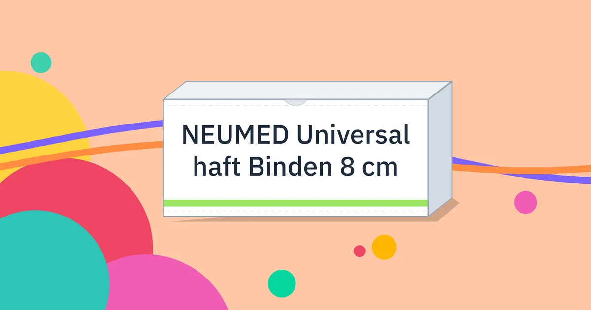 Symbolbild: Packung mit der Aufschrift NEUMED Universal haft Binden 8 cm (PZN 00802857) – Verfügbarkeit und Bezug in Apotheken in Frankfurt am Main