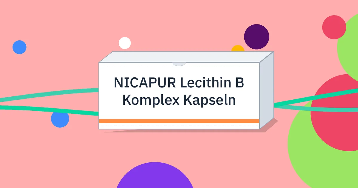 Symbolbild: Packung mit der Aufschrift NICAPUR Lecithin B Komplex Kapseln (PZN 05119639) – Verfügbarkeit und Bezug in Apotheken in Frankfurt am Main