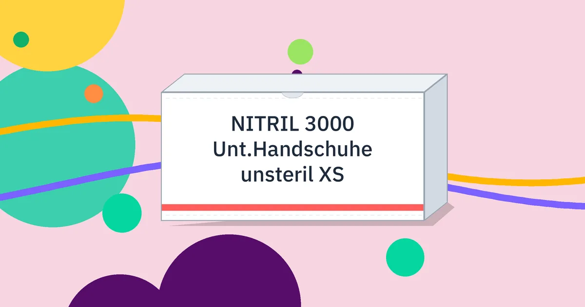 Symbolbild: Packung mit der Aufschrift NITRIL 3000 Unt.Handschuhe unsteril XS (PZN 06966703) – Verfügbarkeit und Bezug in Apotheken in Frankfurt am Main