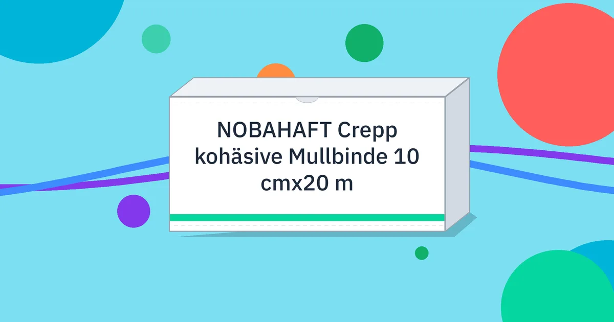 Symbolbild: Packung mit der Aufschrift NOBAHAFT Crepp kohäsive Mullbinde 10 cmx20 m (PZN 16028294) – Verfügbarkeit und Bezug in Apotheken in Frankfurt am Main
