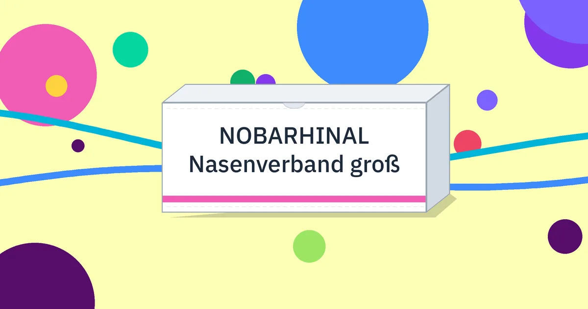 Symbolbild: Packung mit der Aufschrift NOBARHINAL Nasenverband groß (PZN 14268835) – Verfügbarkeit und Bezug in Apotheken in Frankfurt am Main