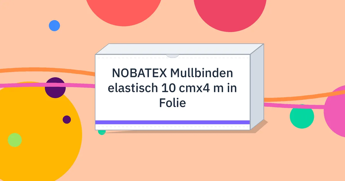 Symbolbild: Packung mit der Aufschrift NOBATEX Mullbinden elastisch 10 cmx4 m in Folie (PZN 07094961) – Verfügbarkeit und Bezug in Apotheken in Frankfurt am Main