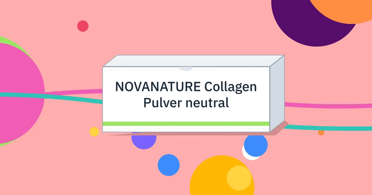 Symbolbild: Packung mit der Aufschrift NOVANATURE Collagen Pulver neutral (PZN 19379835) – Verfügbarkeit und Bezug in Apotheken in Frankfurt am Main