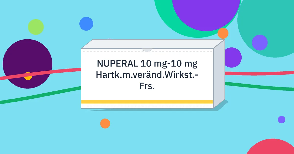 Symbolbild: Packung mit der Aufschrift NUPERAL 10 mg-10 mg Hartk.m.veränd.Wirkst.-Frs. (PZN 20861282) – Verfügbarkeit und Bezug in Apotheken in Frankfurt am Main