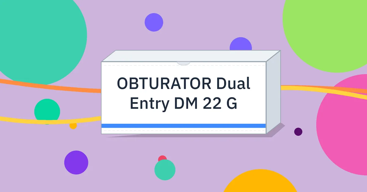 Symbolbild: Packung mit der Aufschrift OBTURATOR Dual Entry DM 22 G (PZN 08852116) – Verfügbarkeit und Bezug in Apotheken in Frankfurt am Main