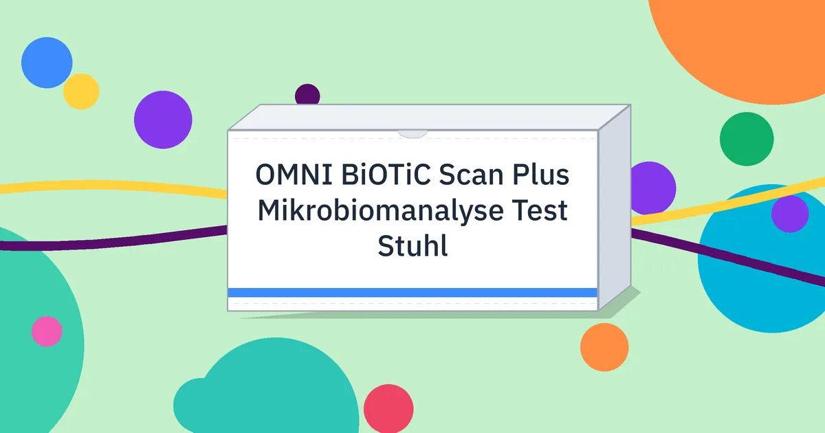 Symbolbild: Packung mit der Aufschrift OMNI BiOTiC Scan Plus Mikrobiomanalyse Test Stuhl (PZN 20625707) – Verfügbarkeit und Bezug in Apotheken in Frankfurt am Main