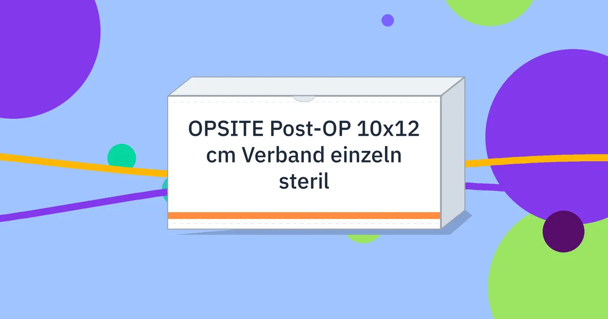 Symbolbild: Packung mit der Aufschrift OPSITE Post-OP 10x12 cm Verband einzeln steril (PZN 01447453) – Verfügbarkeit und Bezug in Apotheken in Frankfurt am Main