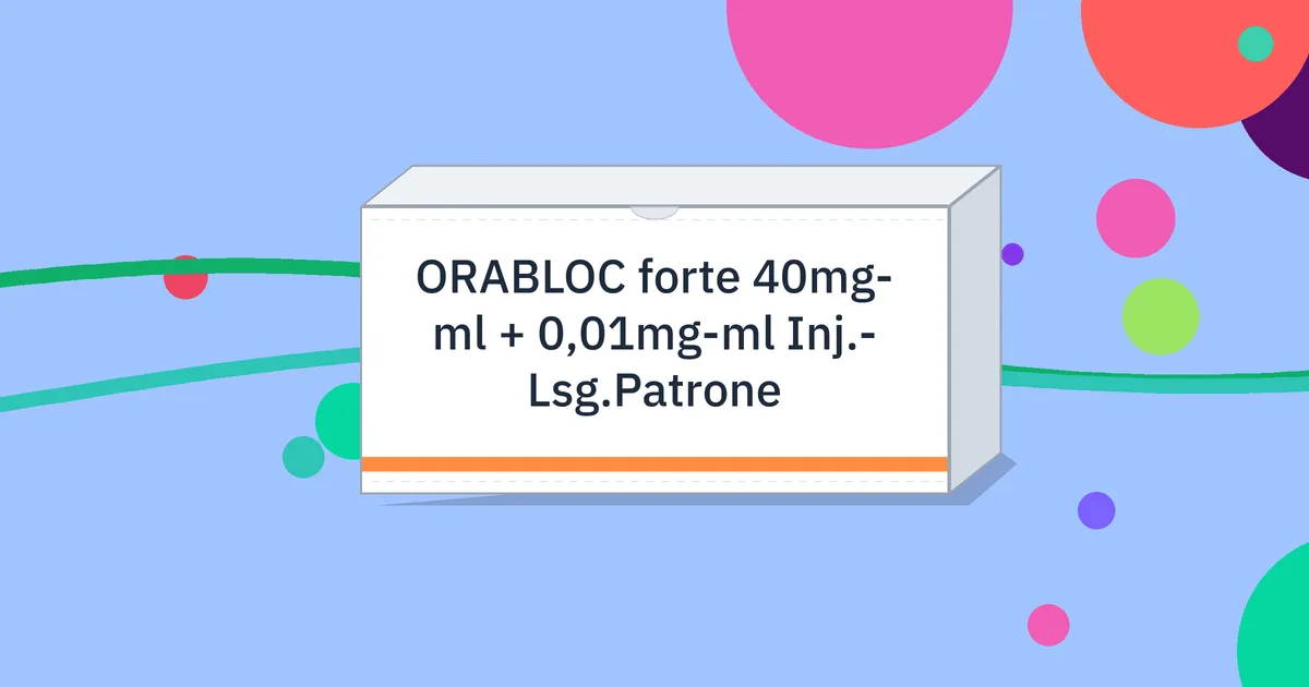 Symbolbild: Packung mit der Aufschrift ORABLOC forte 40mg-ml + 0,01mg-ml Inj.-Lsg.Patrone (PZN 18086574) – Verfügbarkeit und Bezug in Apotheken in Frankfurt am Main