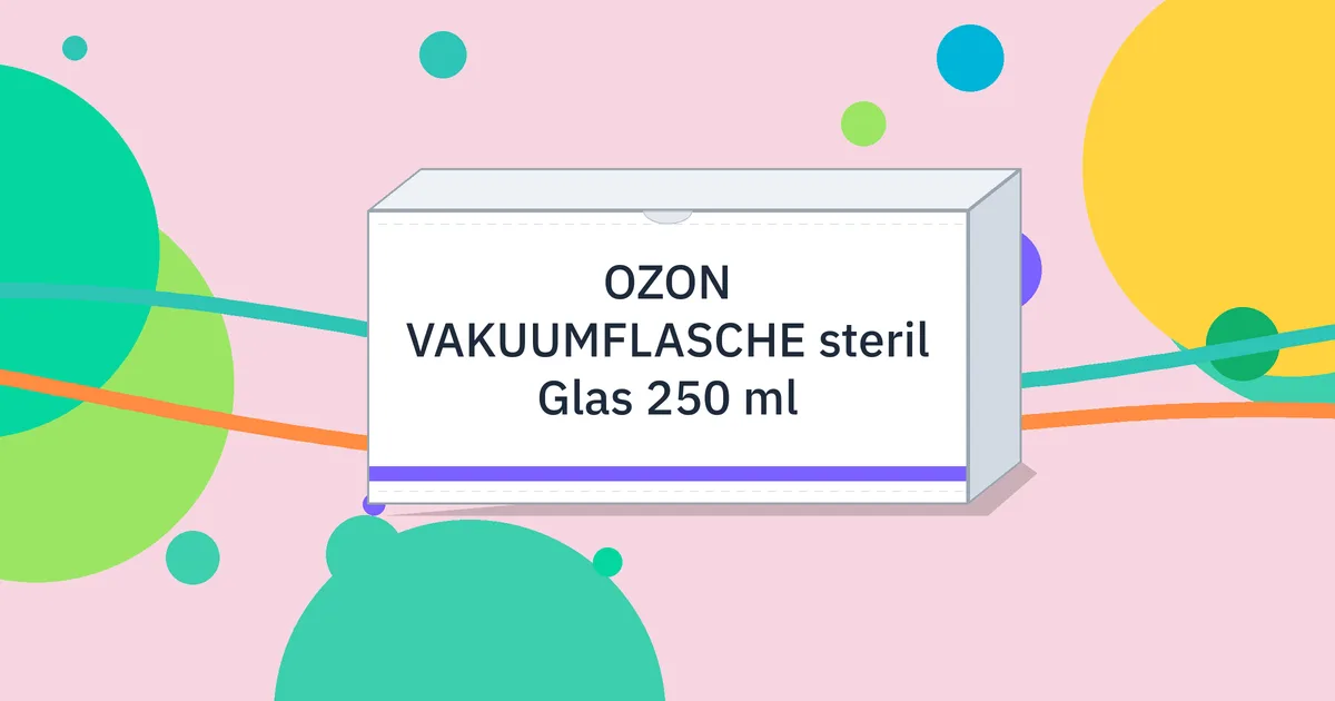 Symbolbild: Packung mit der Aufschrift OZON VAKUUMFLASCHE steril Glas 250 ml (PZN 09251494) – Verfügbarkeit und Bezug in Apotheken in Frankfurt am Main