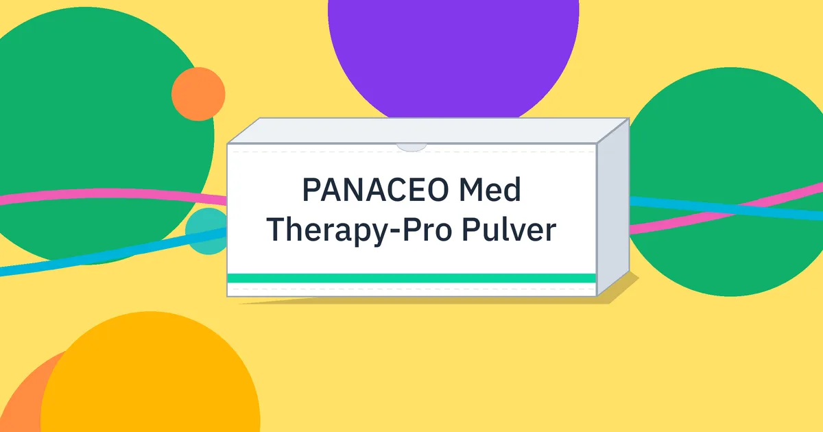 Symbolbild: Packung mit der Aufschrift PANACEO Med Therapy-Pro Pulver (PZN 18193726) – Verfügbarkeit und Bezug in Apotheken in Frankfurt am Main