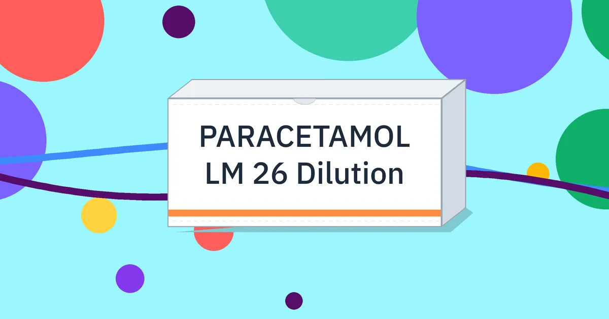 Symbolbild: Packung mit der Aufschrift PARACETAMOL LM 26 Dilution (PZN 12976479) – Verfügbarkeit und Bezug in Apotheken in Frankfurt am Main