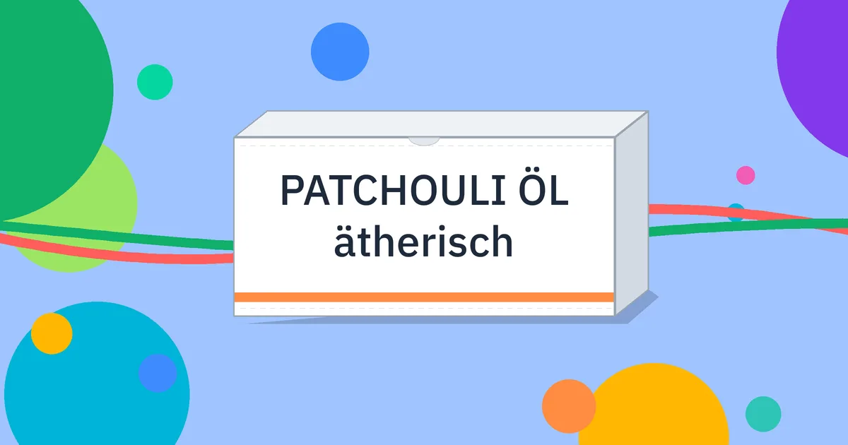 Symbolbild: Packung mit der Aufschrift PATCHOULI ÖL ätherisch (PZN 18005179) – Verfügbarkeit und Bezug in Apotheken in Frankfurt am Main