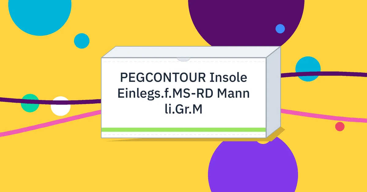 Symbolbild: Packung mit der Aufschrift PEGCONTOUR Insole Einlegs.f.MS-RD Mann li.Gr.M (PZN 14256200) – Verfügbarkeit und Bezug in Apotheken in Frankfurt am Main
