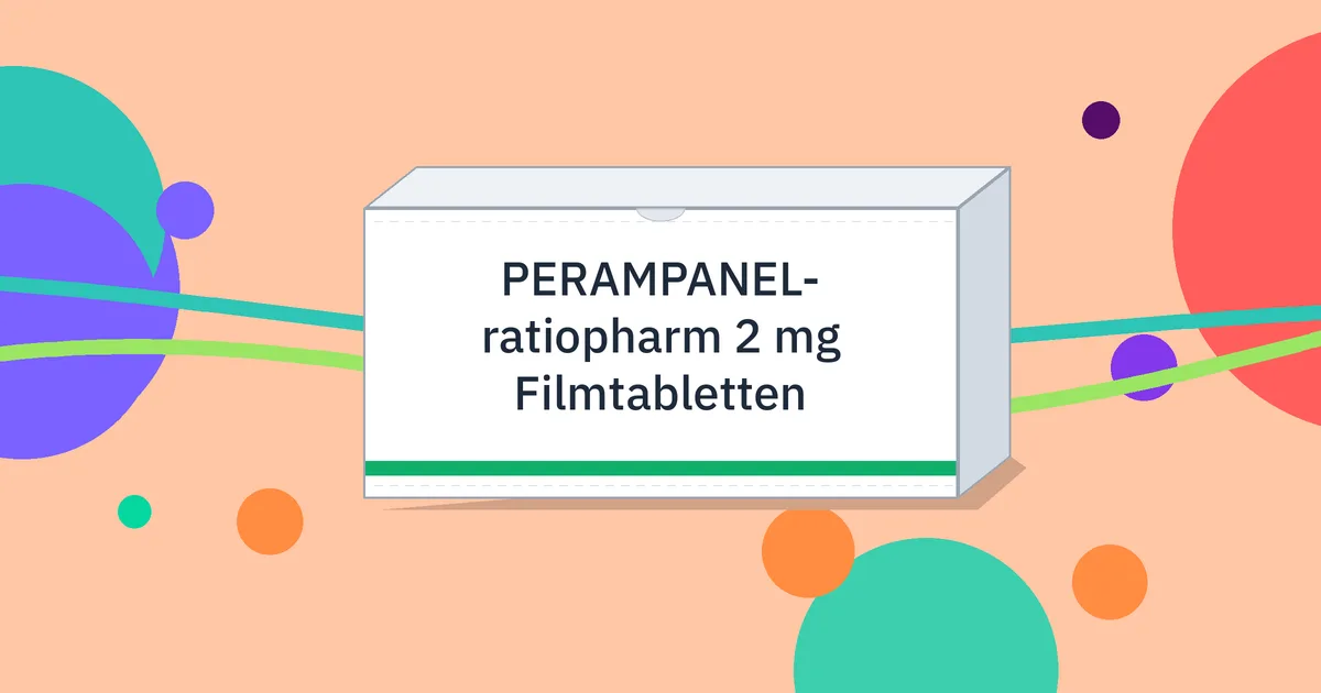 Symbolbild: Packung mit der Aufschrift PERAMPANEL-ratiopharm 2 mg Filmtabletten (PZN 20106806) – Verfügbarkeit und Bezug in Apotheken in Frankfurt am Main