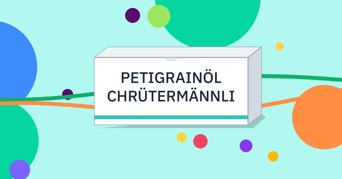 Symbolbild: Packung mit der Aufschrift PETIGRAINÖL CHRÜTERMÄNNLI (PZN 07197170) – Verfügbarkeit und Bezug in Apotheken in Frankfurt am Main