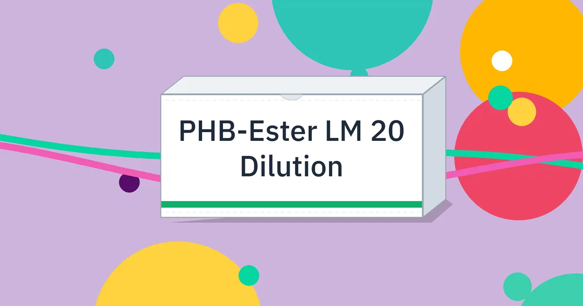 Symbolbild: Packung mit der Aufschrift PHB-Ester LM 20 Dilution (PZN 12978219) – Verfügbarkeit und Bezug in Apotheken in Frankfurt am Main