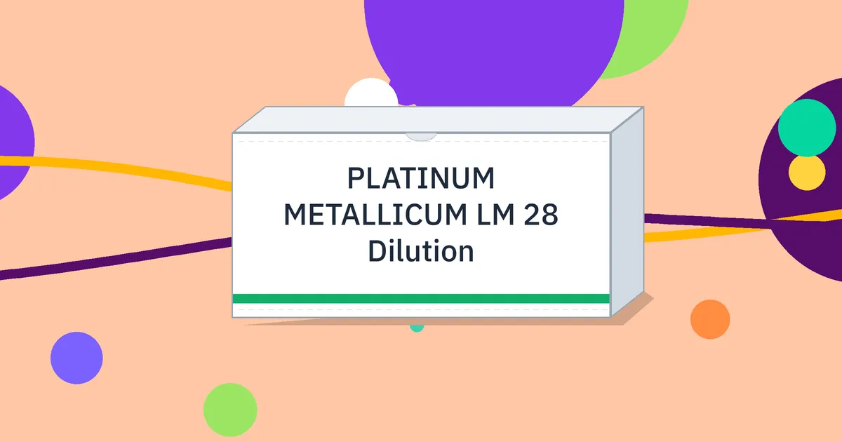 Symbolbild: Packung mit der Aufschrift PLATINUM METALLICUM LM 28 Dilution (PZN 13038547) – Verfügbarkeit und Bezug in Apotheken in Frankfurt am Main
