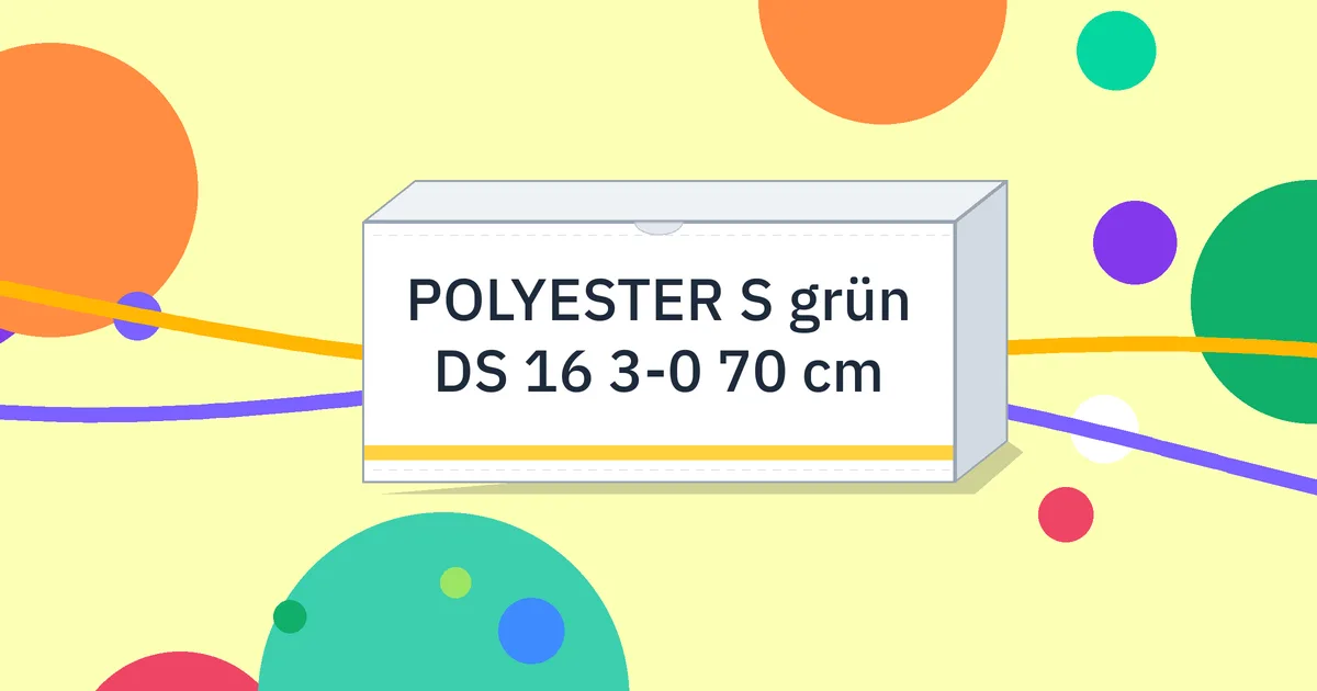 Symbolbild: Packung mit der Aufschrift POLYESTER S grün DS 16 3-0 70 cm (PZN 00548488) – Verfügbarkeit und Bezug in Apotheken in Frankfurt am Main