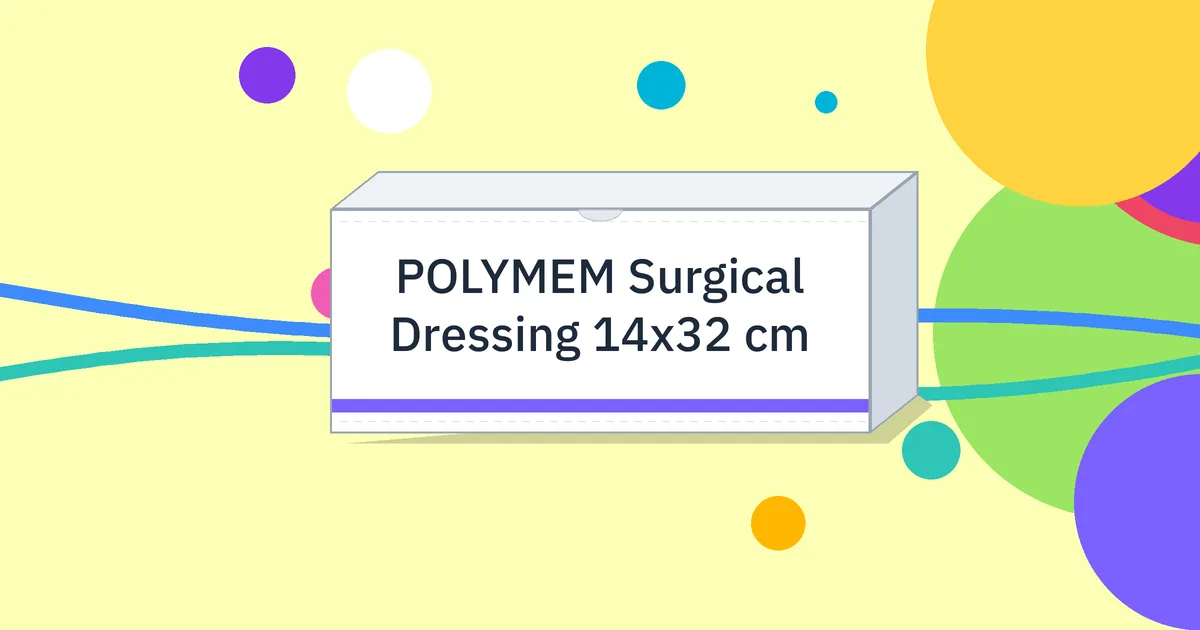 Symbolbild: Packung mit der Aufschrift POLYMEM Surgical Dressing 14x32 cm (PZN 16784104) – Verfügbarkeit und Bezug in Apotheken in Frankfurt am Main