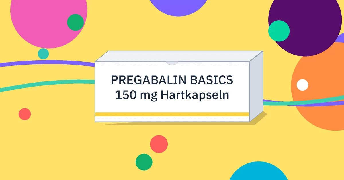 Symbolbild: Packung mit der Aufschrift PREGABALIN BASICS 150 mg Hartkapseln (PZN 11172388) – Verfügbarkeit und Bezug in Apotheken in Frankfurt am Main