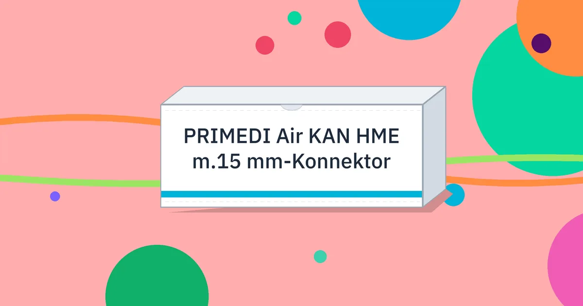 Symbolbild: Packung mit der Aufschrift PRIMEDI Air KAN HME m.15 mm-Konnektor (PZN 10814838) – Verfügbarkeit und Bezug in Apotheken in Frankfurt am Main
