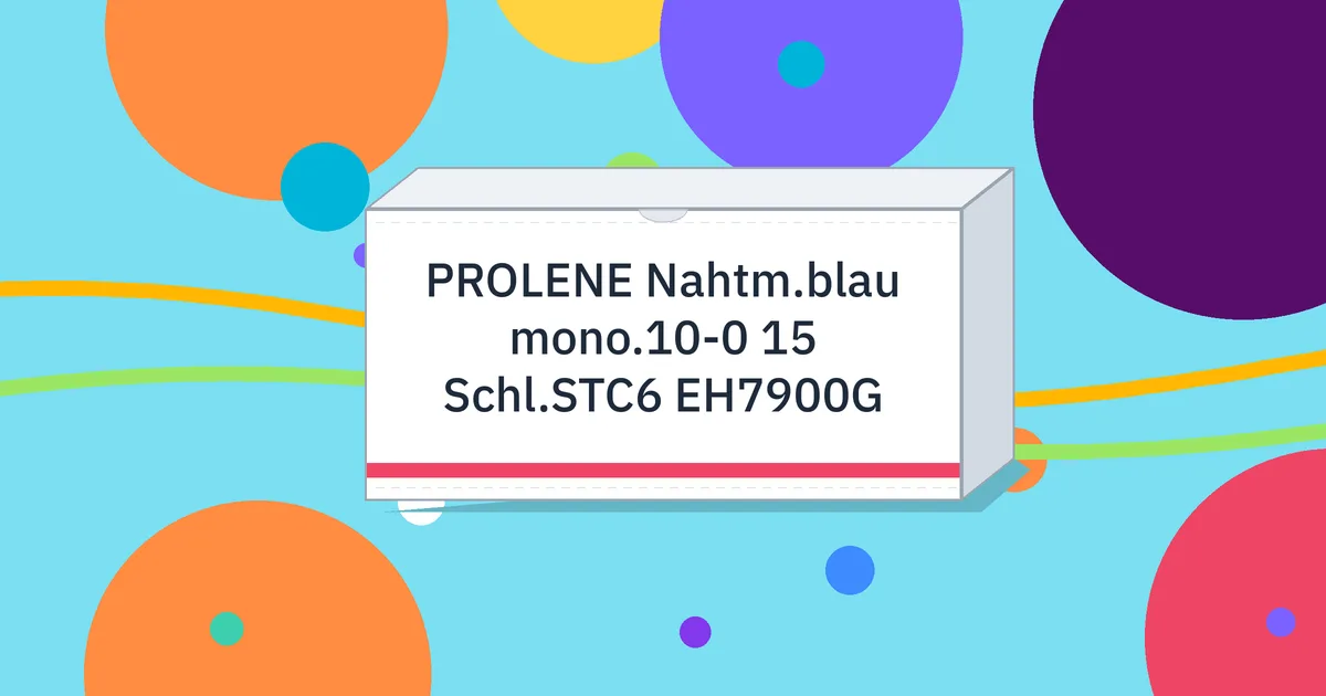 Symbolbild: Packung mit der Aufschrift PROLENE Nahtm.blau mono.10-0 15 Schl.STC6 EH7900G (PZN 20924060) – Verfügbarkeit und Bezug in Apotheken in Frankfurt am Main