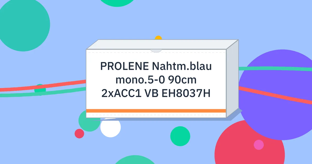 Symbolbild: Packung mit der Aufschrift PROLENE Nahtm.blau mono.5-0 90cm 2xACC1 VB EH8037H (PZN 20915871) – Verfügbarkeit und Bezug in Apotheken in Frankfurt am Main