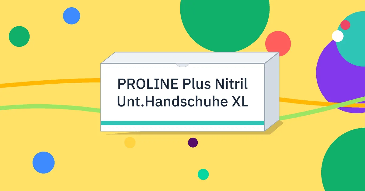 Symbolbild: Packung mit der Aufschrift PROLINE Plus Nitril Unt.Handschuhe XL (PZN 00627199) – Verfügbarkeit und Bezug in Apotheken in Frankfurt am Main