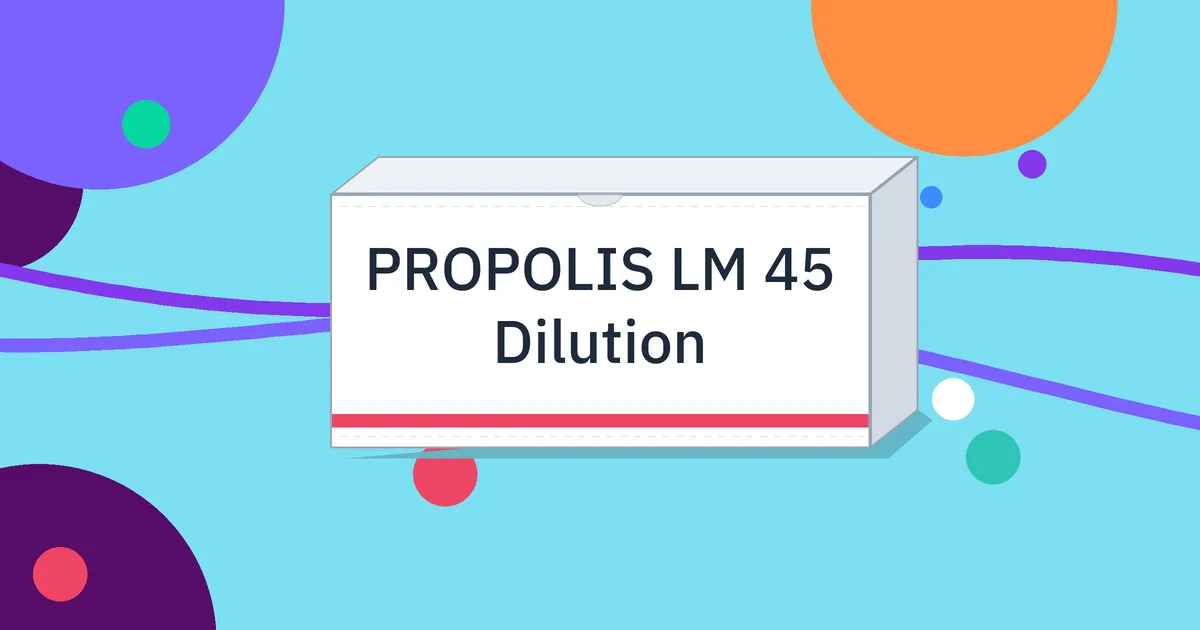 Symbolbild: Packung mit der Aufschrift PROPOLIS LM 45 Dilution (PZN 13044861) – Verfügbarkeit und Bezug in Apotheken in Frankfurt am Main