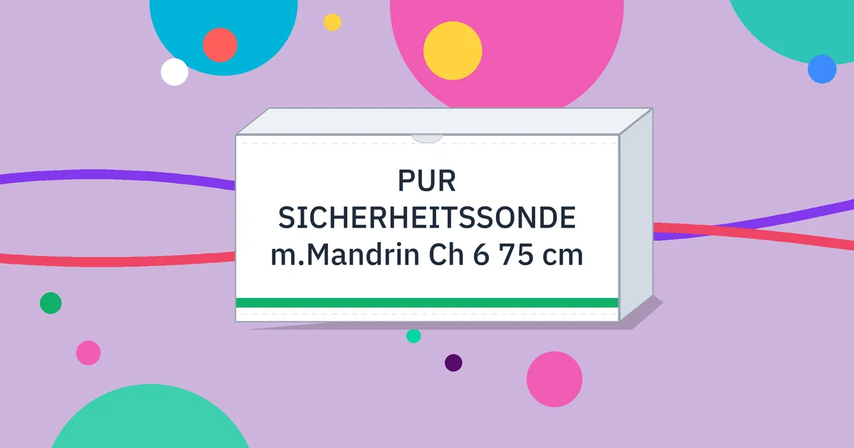Symbolbild: Packung mit der Aufschrift PUR SICHERHEITSSONDE m.Mandrin Ch 6 75 cm (PZN 13230084) – Verfügbarkeit und Bezug in Apotheken in Frankfurt am Main