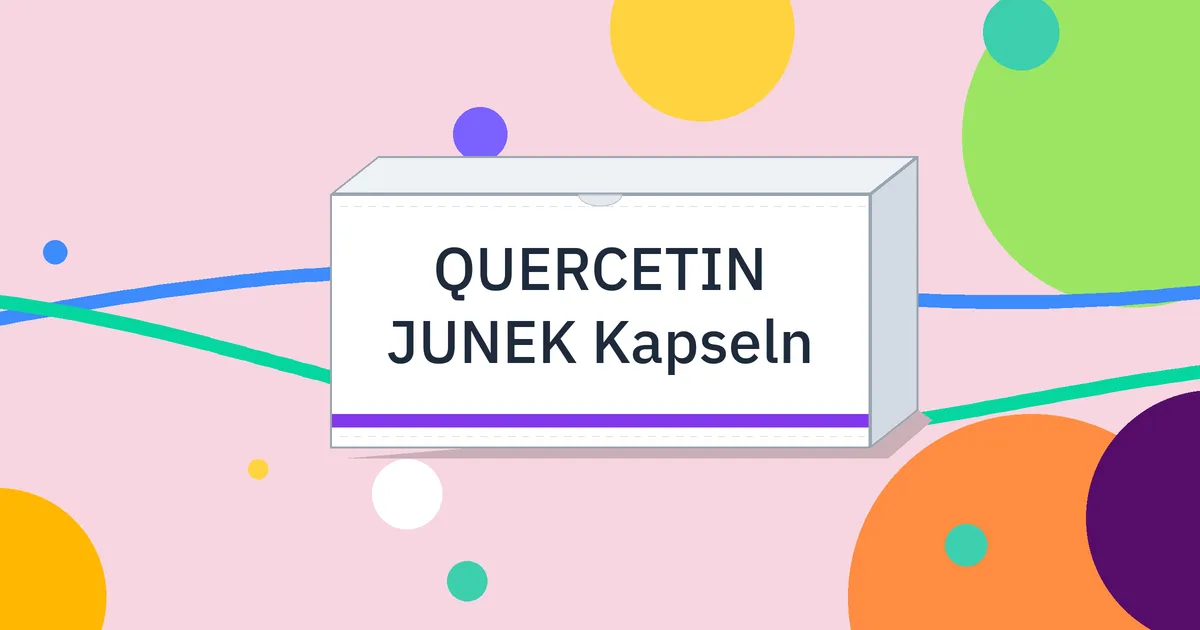 Symbolbild: Packung mit der Aufschrift QUERCETIN JUNEK Kapseln (PZN 00635744) – Verfügbarkeit und Bezug in Apotheken in Frankfurt am Main
