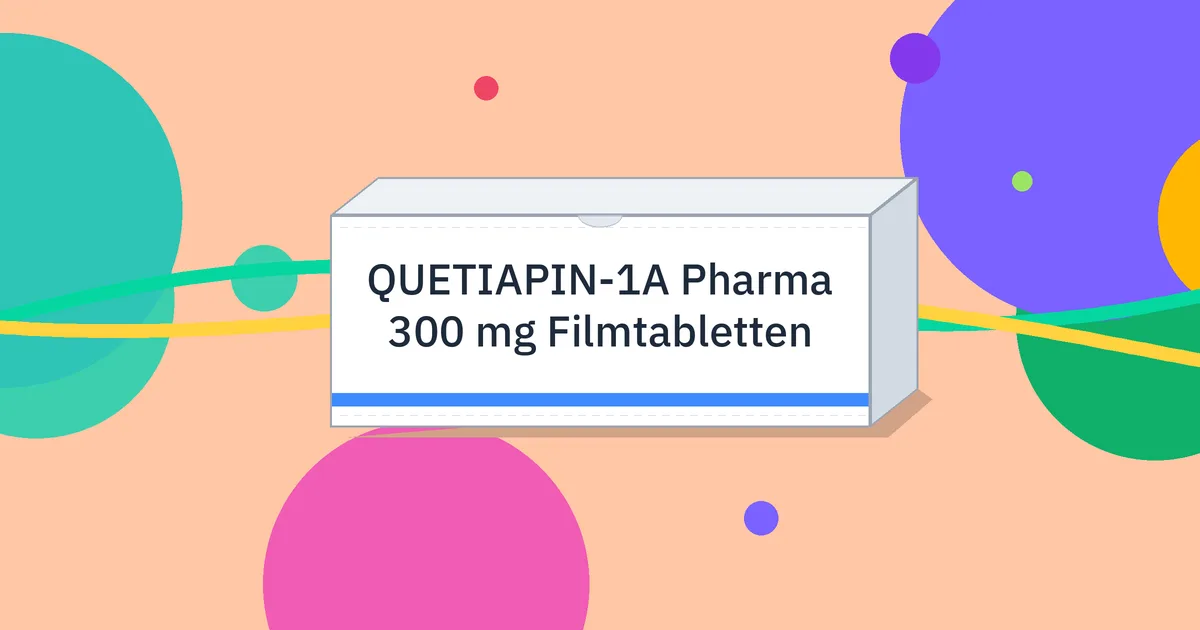 Symbolbild: Packung mit der Aufschrift QUETIAPIN-1A Pharma 300 mg Filmtabletten (PZN 09494914) – Verfügbarkeit und Bezug in Apotheken in Frankfurt am Main