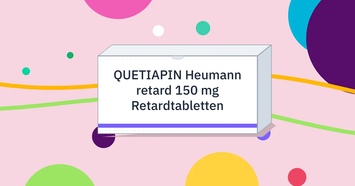 Symbolbild: Packung mit der Aufschrift QUETIAPIN Heumann retard 150 mg Retardtabletten (PZN 09232918) – Verfügbarkeit und Bezug in Apotheken in Frankfurt am Main