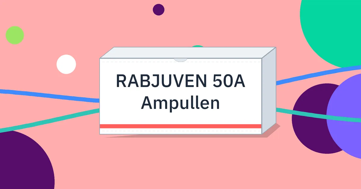 Symbolbild: Packung mit der Aufschrift RABJUVEN 50A Ampullen (PZN 06960209) – Verfügbarkeit und Bezug in Apotheken in Frankfurt am Main