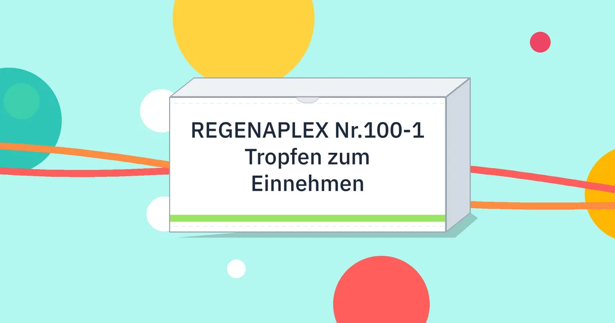 Symbolbild: Packung mit der Aufschrift REGENAPLEX Nr.100-1 Tropfen zum Einnehmen (PZN 02643570) – Verfügbarkeit und Bezug in Apotheken in Frankfurt am Main