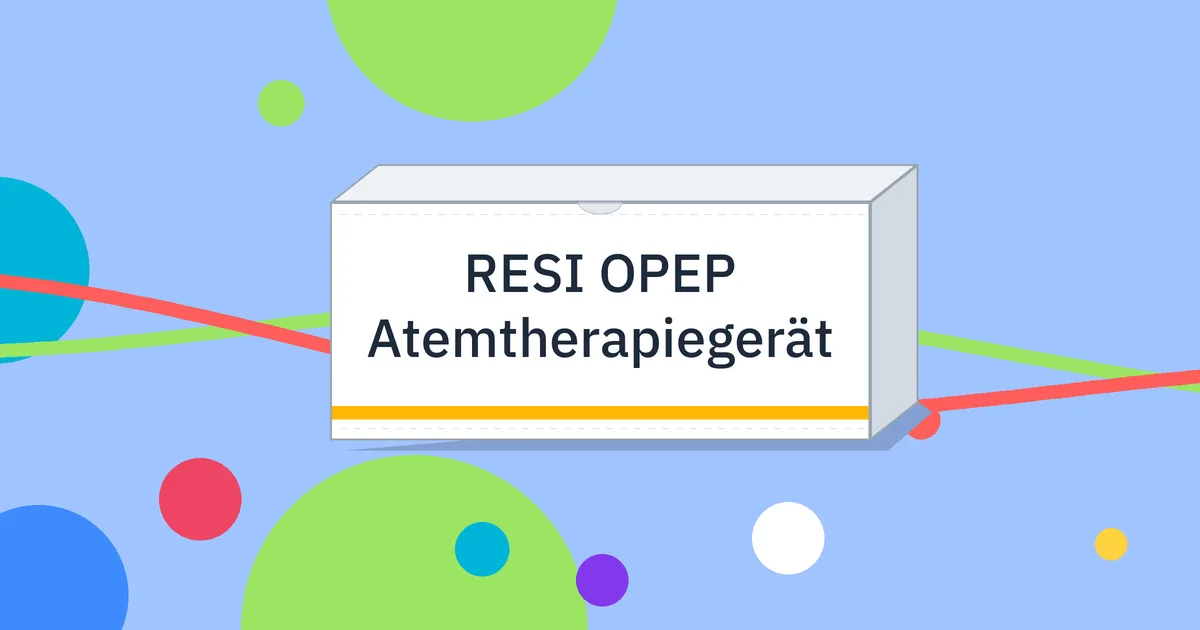 Symbolbild: Packung mit der Aufschrift RESI OPEP Atemtherapiegerät (PZN 18674704) – Verfügbarkeit und Bezug in Apotheken in Frankfurt am Main