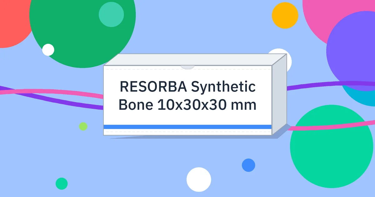 Symbolbild: Packung mit der Aufschrift RESORBA Synthetic Bone 10x30x30 mm (PZN 16857381) – Verfügbarkeit und Bezug in Apotheken in Frankfurt am Main